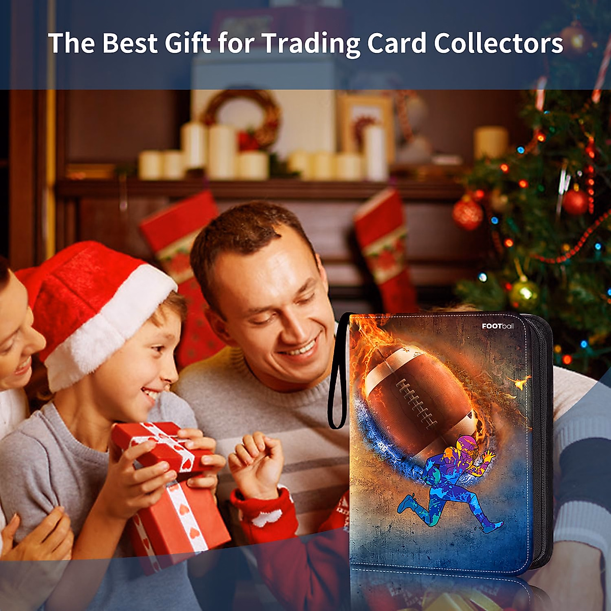 HESTECH Football Card Binder with Sleeves 3 Ring Binder, Fits 900 Pockets Sports Card Holder Protectors Albums Card Storage Box Organizer Case for Baseball Basketball Gaming Trading Cards MTG