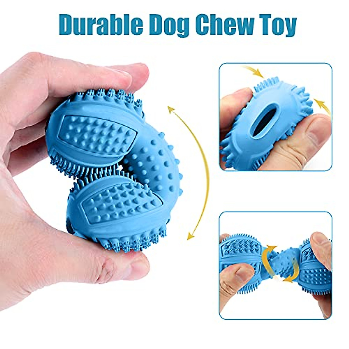 LUKITO Dog Chew Toys 3 Pack, Dog Toys for Aggressive Chewers Large Breed, Multifunctional Teeth Cleaning and Gum Massage, Tough Dog Toys with Natural Rubber for Large and Medium Dog