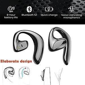 Wrap Around Over Ear Earbuds Bone Conduction Open Ear Headphones Wireless Bluetooth Open Ear Earbuds with Ear Hook Mic Earbud Bone Conduction Head Set Headset Ear Buds Bone Conducting Headphones