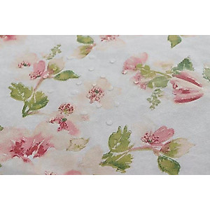 Cerulean Vinyl Tablecloth with Flannel Backing Waterproof Oil-Proof, PVC Table Cloth Stain-Resistant Wipeable Rectangle Table Cover for Indoor and Outdoor- Size: (Cherry Blossom, 52"x70")