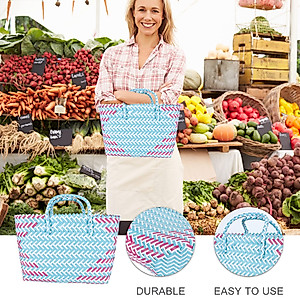 Cabilock Handmade Moroccan Basket Large Capacity French Wicker Basket Hand Woven Beach Bag Vegetables Shopping Basket with Handle Kids Toy Storage Packing Basket