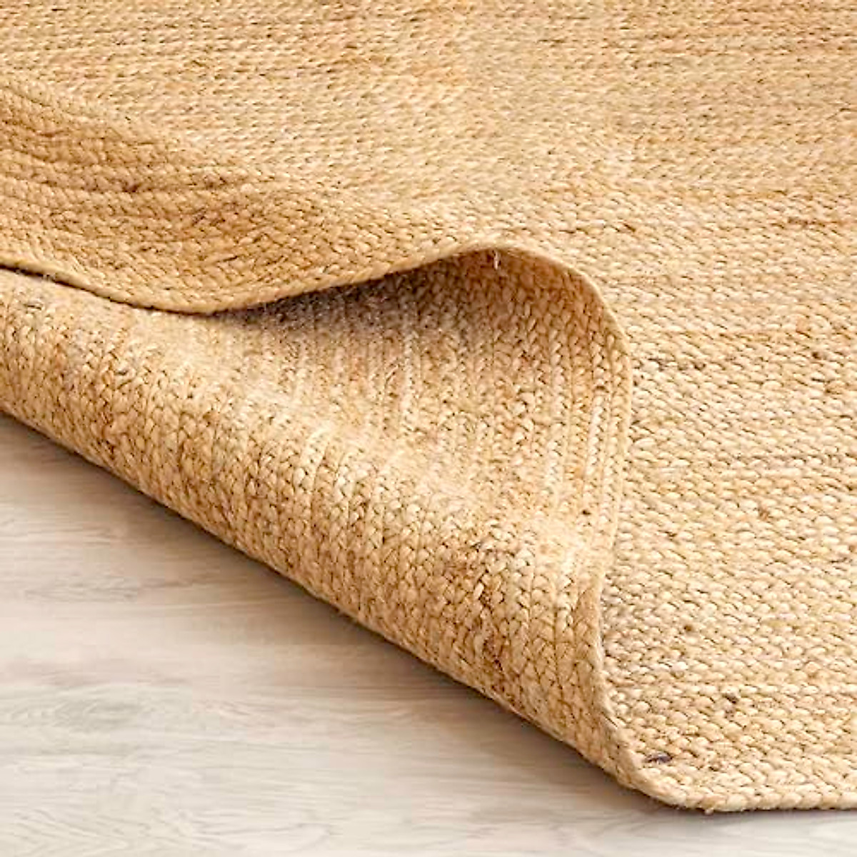 HOMEMONDE 4 x 6 ft Braided Oval Rug Farmhouse Reversible Carpet for Living Room Handmade Jute Area Rugs, Natural