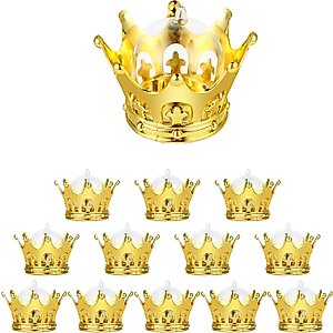 JC HUMMINGBIRD JCHB 12 Pieces Fillable Gold Crown with Dome Party Favors, Birthday, Graduation, Celebration