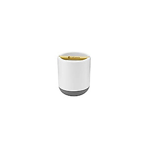 Full Circle Keep It Clean Ceramic & Bamboo Toothbrush Holder, White, Dry Earth Disk