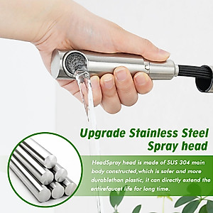 TRYWELL Kitchen Faucets with Pull Down Sprayer Stainless Steel Kitchen Sink Single Handle Utility Faucet Modern Brushed Nickel Faucet and Deck Plate for Kitchen Bar Camper RV