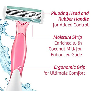 BIC Soleil Escape Women's Disposable Razors With 4 Blades for a Sensorial Experience and Comfortable Shave, Pack of Citrus Scented Handle Shaving Razors for Women, 4 Count