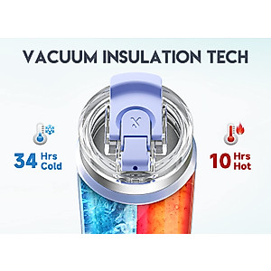 Meoky 40oz Tumbler with Handle, Stainless Steel Travel Mug with 2-in-1 Straw and Sip Lid, Vacuum Insulated Coffee Mug, 100% Leak Proof, Keeps Cold for 34 Hours or Hot for 10 Hours (Fairyland)