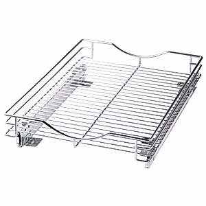 SIMCAS Pull Out Cabinet Organizer for Kitchen, 2-Tier Heavy Duty Slide Out Cabinet Organizer Shelves, Under Sink organizers and storage for Kitchen Bathroom Home Cabinet -11"W x 18"D x 15"H, Chrome