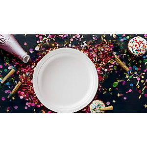 Susty Party 10-Inch Compostable Round (50-Count), Sugarcane Heavy Duty Disposable Biodegradable Plate for Dinner, White