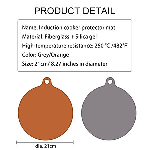 Induction Cooktop Protector Mat 2 Pieces for Induction Cooker Scratch Protector Mat Silicone Mat for Induction Cooktop Grey 21cm