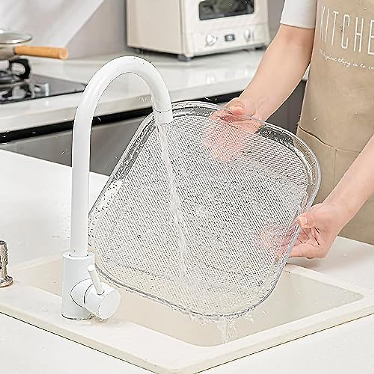 BJHZTC Lazy Susan Turntable Organizer for Refrigerator, 15.67'' Clear Rectangular Fridge Organizer Storage, Lazy Susan for Cabinet, Table, Pantry, Kitchen, Countertop
