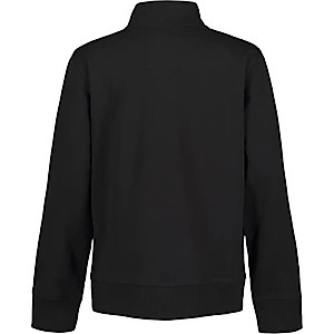 Nautica Boys' Long Sleeve Fleece Quarter Zip Jacket, Black/Pullover, 10-12