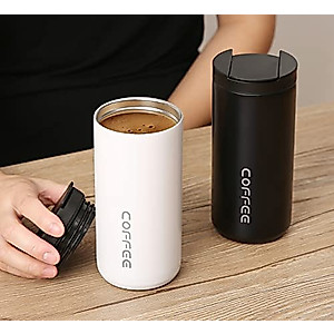 Wulisan Travel Mug Coffee Hot Travel Mug Vacuum Insulated Coffee Mug with Leak Proof Screw Lid Coffee Cup Keep Warm or Cold for Coffee or Tea Drinks 13.5oz/400ml(Black)