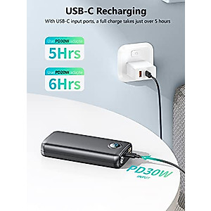 DIAMUAR Portable Charger 30,000mAh-Output Input USB C Fast Charging LED Display SCP22.5W PD3.0 QC4.0 Power Bank, Flashlight External Battery Pack for iPhone, Samsung Galaxy, LG, and More Black