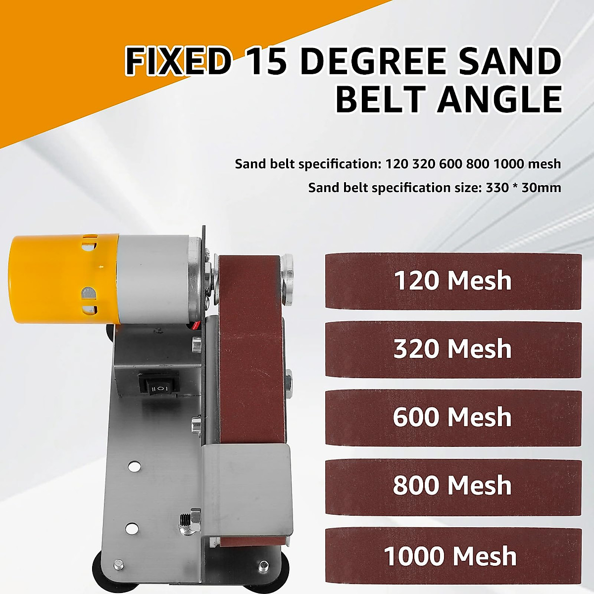 Mini Belt Sander, 15° Electric Knife Sharpener Bench Grinder Sanding Machine, 7 Adjustable Speed Electric Belt Grinder, Low Noise Cutter Sharpener Sander, Polishing Grinding Machine for Metal Jewelry