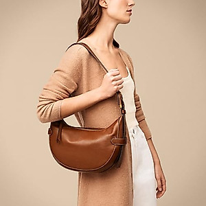 Fossil Women's Harwell Leather Hobo Purse Handbag, Brown (Model: ZB1847200)