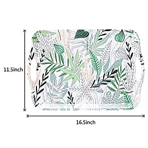 FlosSolis 16.5"x11.5" Serving Tray with handle Set of 2 leaf design, Melamine Rectangular Serving Tray/Platters stackable Sturdy and easy clean for Serving food,fruit,desserts,breakfast,meals,BPA FREE