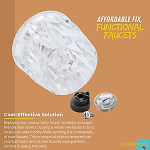 Generic Shower Handles with Adapter fits Valley, Eljer Tub, Shower Handles with Adapter - Clear Acrylic, 3" Height D Broach, Universal Fit for Various Faucets, Exact OEM Style Match - Pair