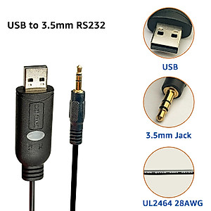 DSD TECH SH-U35B USB RS232 to 3.5mm Serial Cable with FTDI FT232RL Chip 6FT