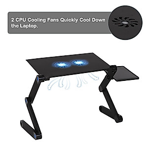 TRY & DO Adjustable Laptop Stand for Couch, Bed, Aluminum Portable Lap Desk, Foldable Ergonomic Laptop Desk with Heat Emission Hole & Detachable Mouse Pad