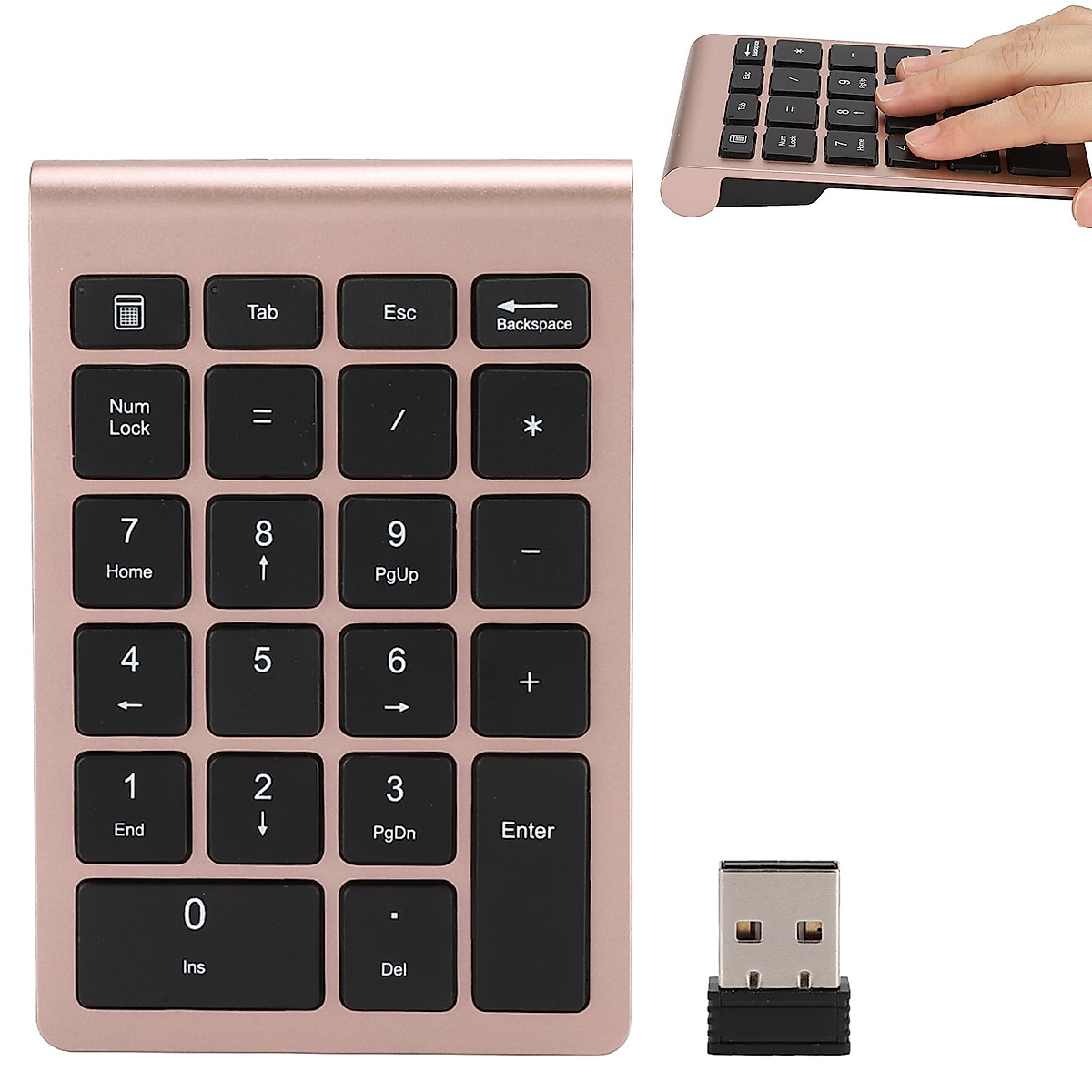 22 Keys Numeric Keypad, Number Pads BT Number Pad 22 Keys BT Number Pad for Laptop Pc Desktop Notebook (Rose Gold)