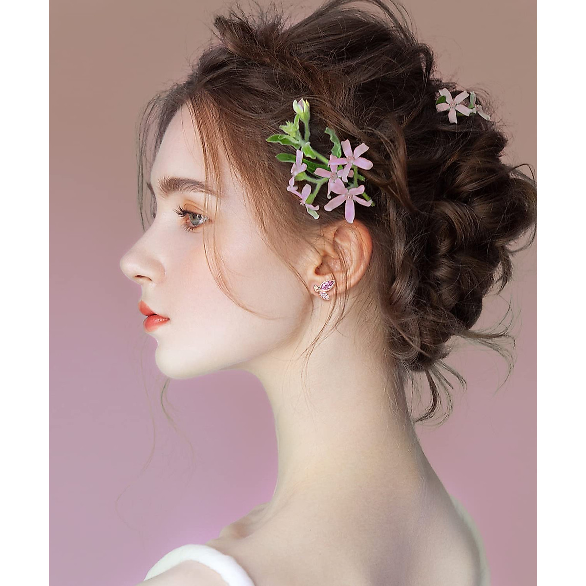 Butterfly Stud Earring for Girls - Sterling Silver Cubic Zirconia Half Butterfly Wing Earrings Dainty Hypoallergenic Heart Studs Earrings for Sensitive Ears Birthday Jewelry Gifts for Women Daughter