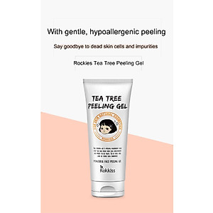 ROKKISS Tea Tree Peeling Gel (4.1fl oz) - Gentle Exfoliating Gel for Face & Body with Natural Cellulose, Remove Impurities for Smooth Skin, Korean Skin Care. Cica, Licorice & Aloe Vera Extracts.