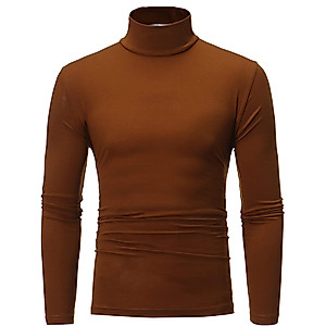 iiniim Thermals for Men Cold Weather Long Sleeve Turtle Mock Neck Undershirt Base Layer Shirts Coffee Type B X-Large