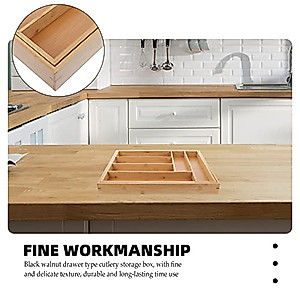 Cabilock Black Walnut Utensil Drawer Organizer Compartment Rustic Cutlery Tray Silverware Holder Tableware Chopstick Spoon Box for Kitchen Home Dining Room 35. 8cmX26cmX4. 6cm