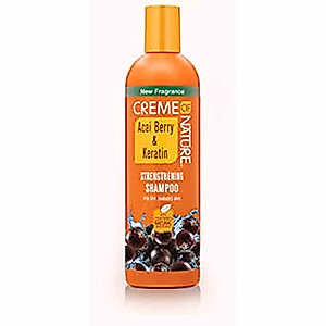 Creme of Nature, Strengthening Shampoo, Acai Berry & Keratin Formula for Dry Damaged Hair, 12 Fl Oz