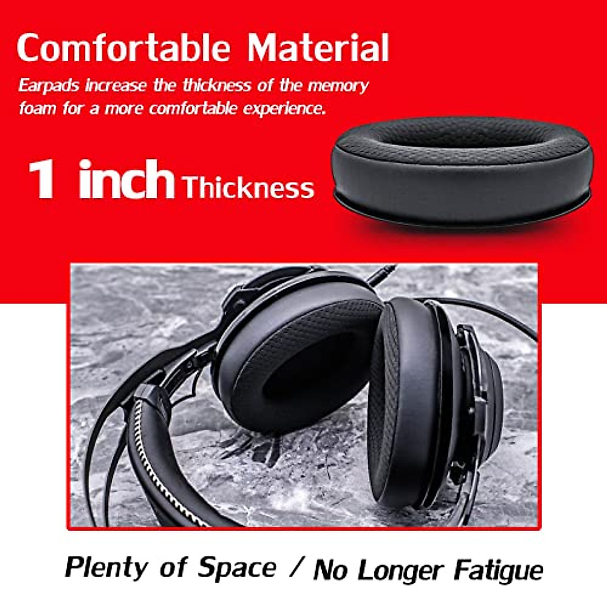 Revolver Ear Pads for Cloud Revolver / Revolver S Headset I Thicker 1 Inch Enhanced Memory Foam - Hybrid Mesh Upgrade More Comfort by DIMOST