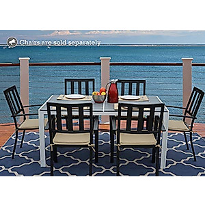 Kozyard Coolmen Outdoor Patio Indoor Dining Table Rectangle 35.6'x58.9' and Wood Like Laminate Table Top for 6 Person Porch Deck Garden (Grey)