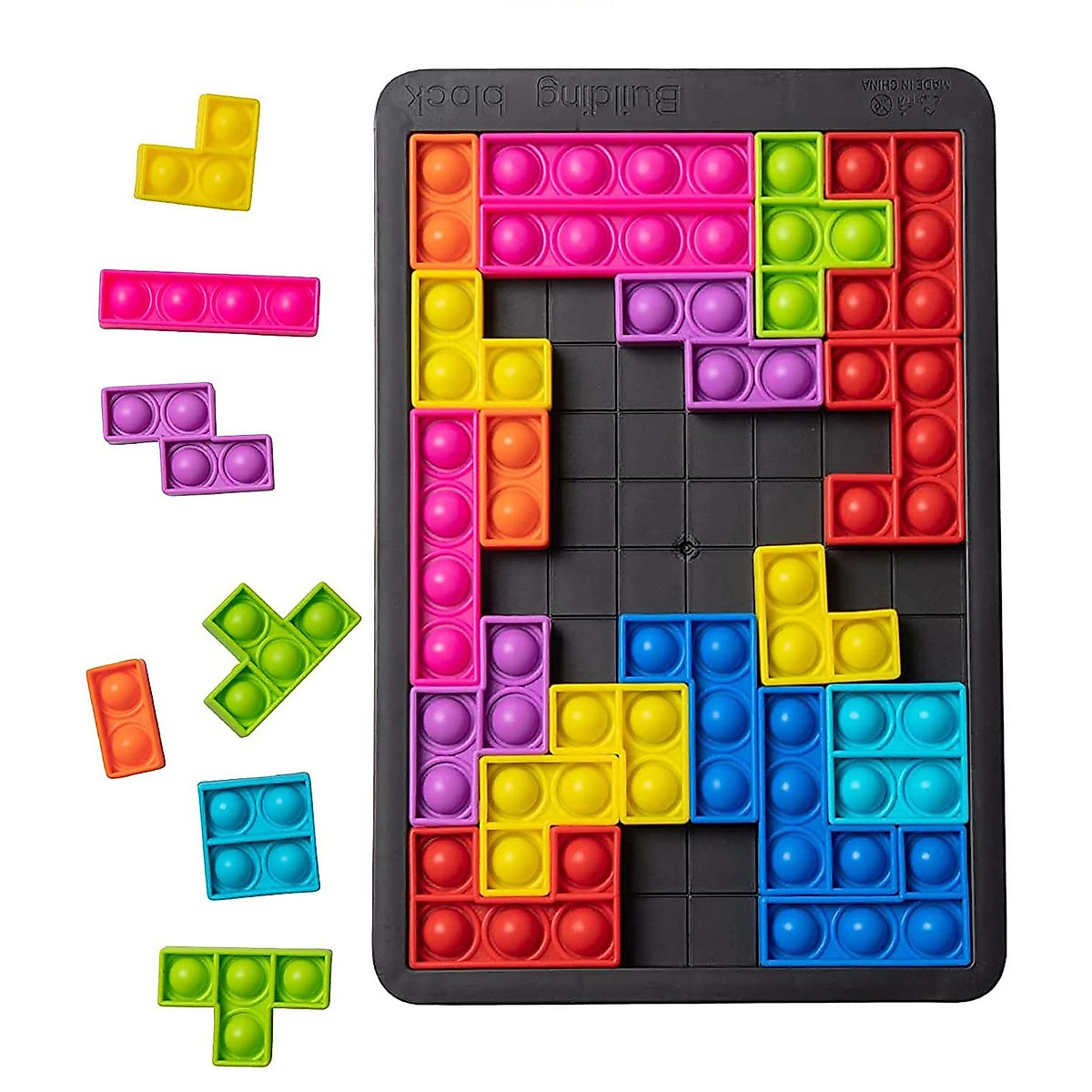 Hapencen Puzzle Game Pop It Fidget Jigsaw Toys,Push Bubble Silicone Sensory Fidget Toys Parent-Child Toys, Block to Anxiety & Relief Stress for Kids Adults or Autism Special Needs