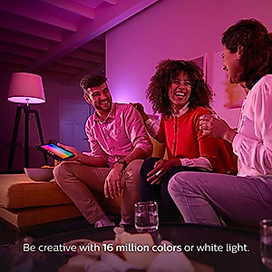 Philips Hue White and Color Ambiance A19 60W Equivalent LED Smart Bulb Starter Kit (3 A19 Bulbs and 1 Hub Compatible with Amazon Alexa Apple HomeKit and Google Assistant), (Model: 464479)