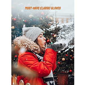 TRENDOUX Winter Gloves Men Women, Touch Screen Unisex - Stretchy Material - Elastic Cuff - Hands Warm Windproof for Running Driving Walking Hiking - Thickened Knit Extreme Cold Weather Glove - Black M