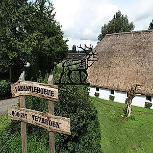 Metal Deer Garden Tree Stakes, 12 Inches Moose Elk Tree Stake, Metal Deer Decor, Outdoor Deer Silhouette Signs Art Stakes for Garden Yard,Tree, Lawn Patio