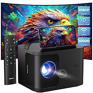 [Electric Focus] Mini Projector 5G WiFi DEERFAMY A89, 10000 Lumens Support Full HD Portable Video Projector, ±40° Vertical Keystone Correction | Zoom | Timer, Smartphone Projector for Outdoor Movie