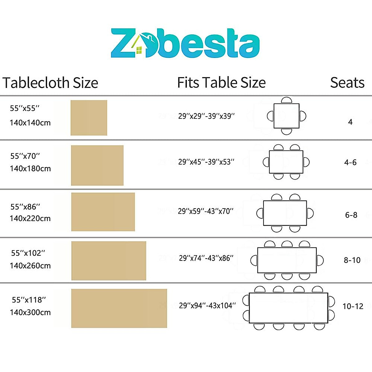 Zobesta Vinyl Tablecloths for Rectangle Tables, Plastic Tablecloth Table Cover Waterproof, Vinyl Table Cloth Rectangle Table for Kitchen and Outdoor (55 x 102 Inch, 8-10 Seats, Beige Leaf)
