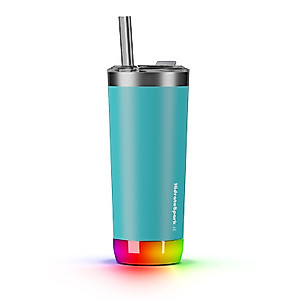 Hidrate Spark PRO Smart Tumbler with Lid & Straw – Insulated Stainless Steel – Tracks Water Intake with Bluetooth, LED Glow Reminder When You Need to Drink – 20oz, Sea Glass