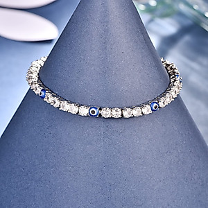 UOOANUO Evil Eye Bracelets for Women 18K Gold and Silver Filled with 4MM Cubic Zirconia Tennis Bracelet Evil Eye Jewelry