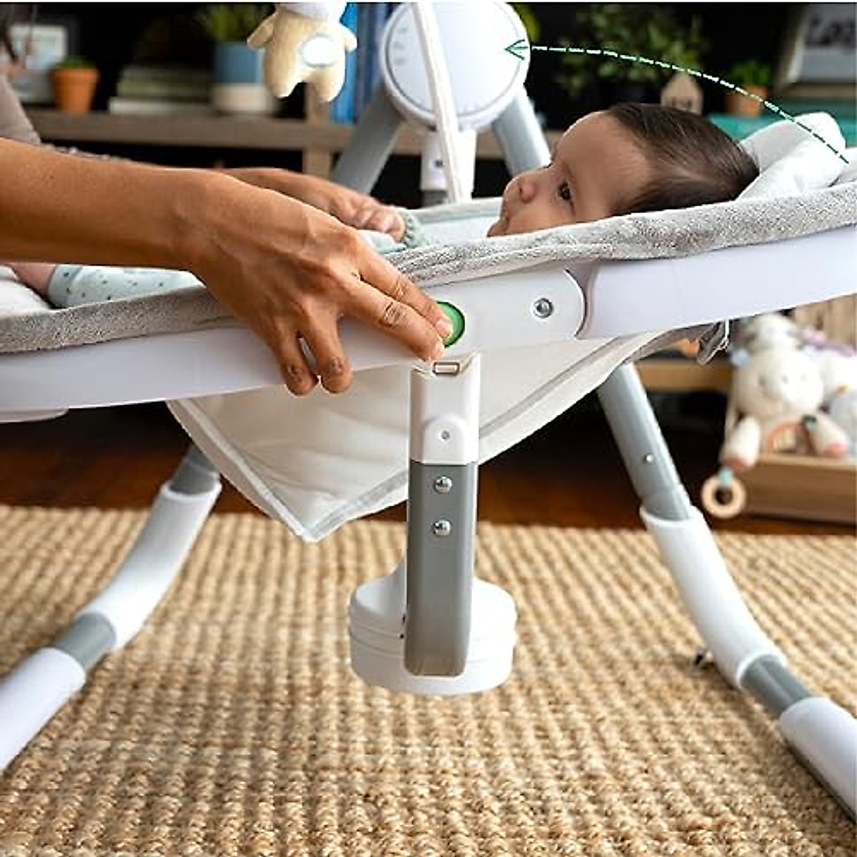 Ingenuity Anyway Sway 5-Speed Multi-Direction Portable Foldable Baby Swing & Infant Seat with Vibrations, Nature Sounds, 0-9 Months 6-20 lbs (Spruce)