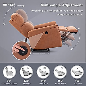 Electric Recliner Chairs, Small Power Recliner Chair on Clearance, Home Theater Recliners with USB Port, Thick Back Cushion, Ergonomic Narrow Recliner Chair for Small Spaces