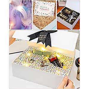 Gift Box with Lid Bridesmaid Proposal Box 14"*9"*4.5" Sturdy Storage Box Collapsible Mother's Day Valentine Gift Box with Magnetic Closure(Glossy White, Large(1 piece))