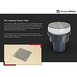 Supply Giant Floor Cleanout Cover Plate, 10-Inch, Stainless Steel, Chrome