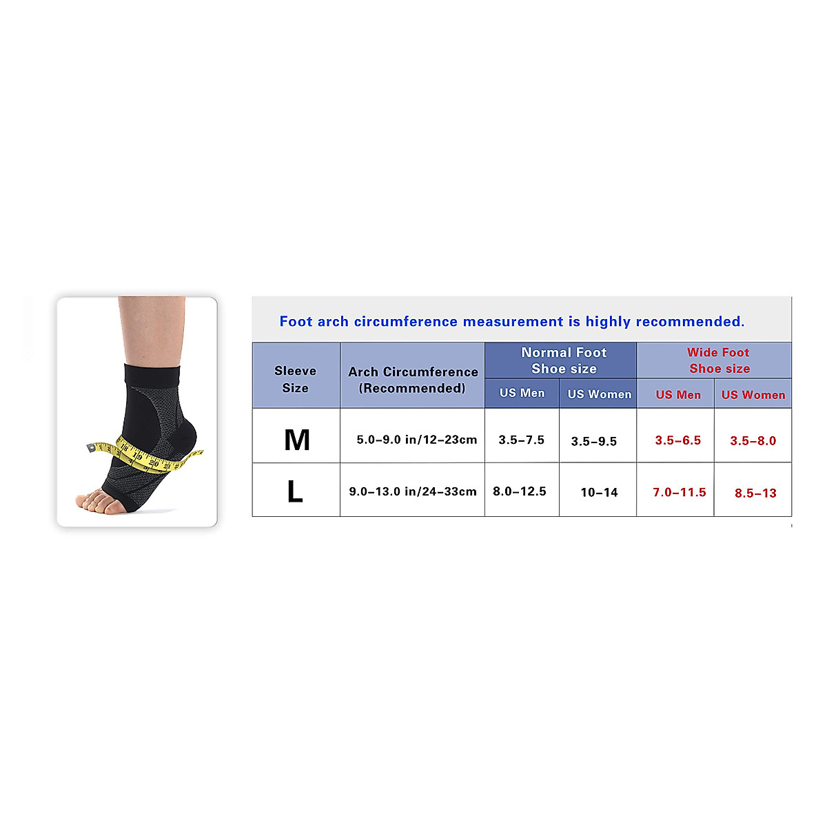 AndeKit Ankle Brace Support,Compression Sleeve(1PR)-relieves Plantar Fasciitis,Achilles tendonitis, sprained,Swelling.Foot Brace-Exercise,Sports,Gym,(L-Black)