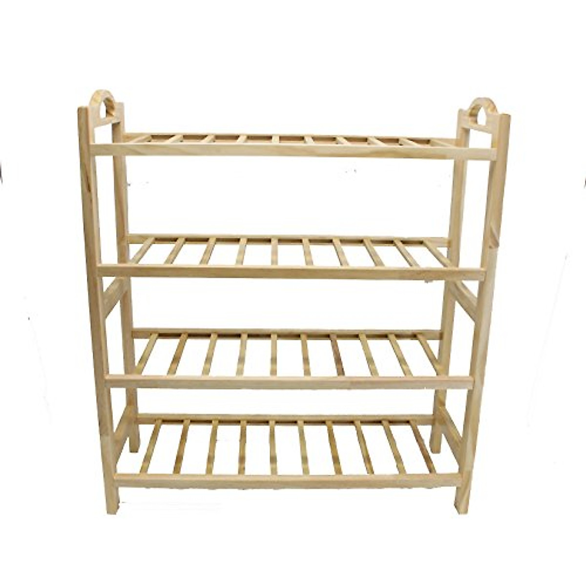 FixtureDisplays® Wood Shoe Rack Flower Plant Display Stand Reading Room Book Cart Storage Organizer 4-Shelf 15918