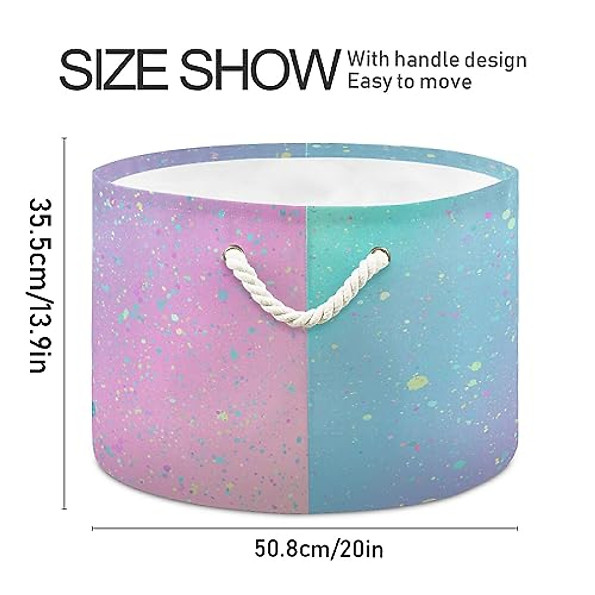 Large Storage Basket Unicorn Background with Rainbow Toy Storage Box Organizer Bins with Handles Laundry Hamper Basket for Home Decor