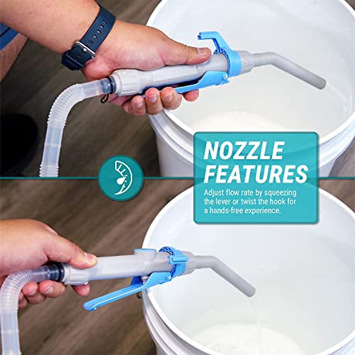 TERA PUMP Automatic Electric Water Replacement Pump, Submersible Water Pump for Gravel Cleaner, Fish Tank Water Changer Sand Washer with Filter & 50 ft Hose (Up to 8 Liters per Min)