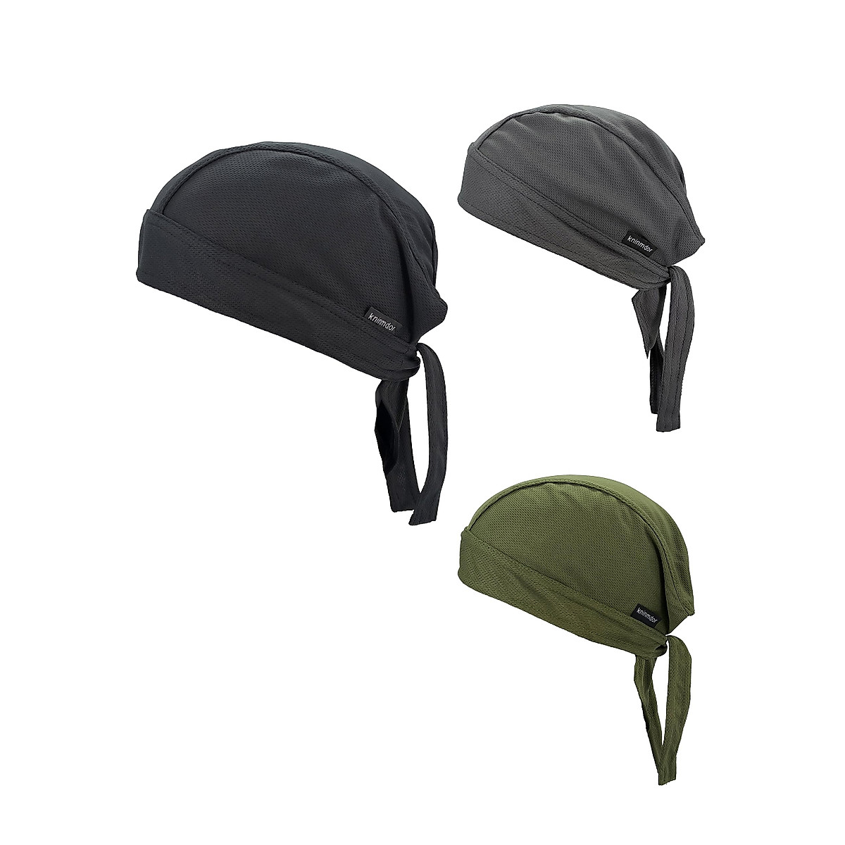 Kninmdor Do Rags Cycling Caps Helmet Liner Doo Rag Motorcycle Bandana Hat Sweat Liner Skull Caps Dew Rags for Men and Women (Army Green, Dark Gray, Black)