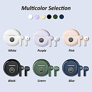 True Wireless Earbuds, in-Ear Bluetooth Headphones, USB-C Charging Case - Touch Control with Built-in Microphone, IPX7 Waterproof and Noise Cancelling Earphones (Green)